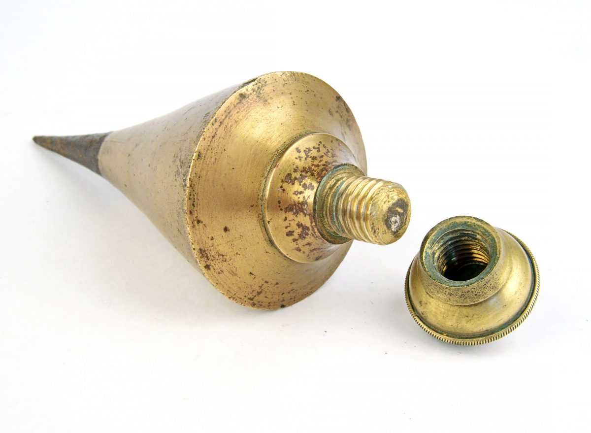 Spectacular! 7.25″ Brass Plumb Bob – Vintage Vials