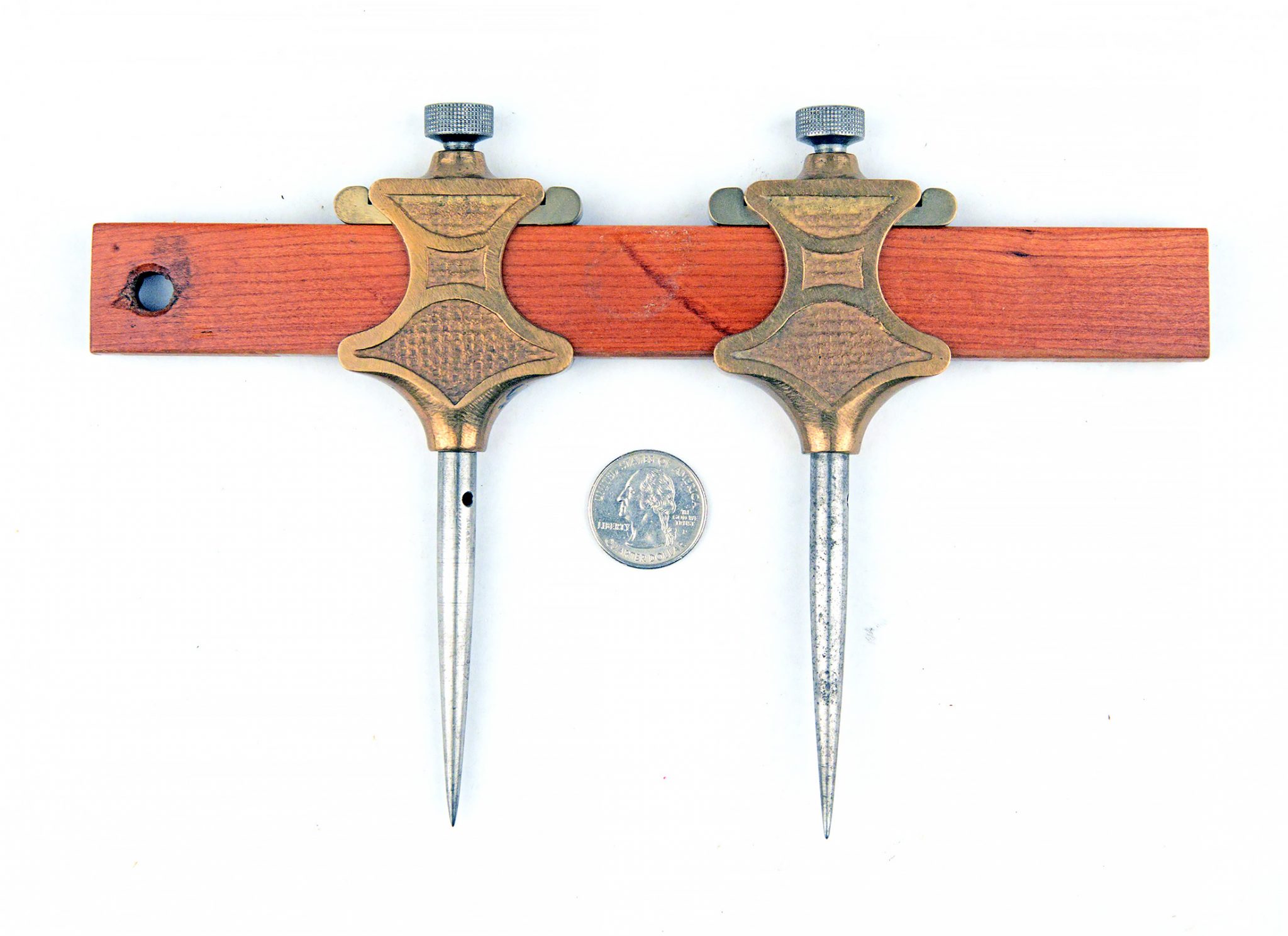 Great Ornate Pair of Brass Trammel Points – Vintage Vials