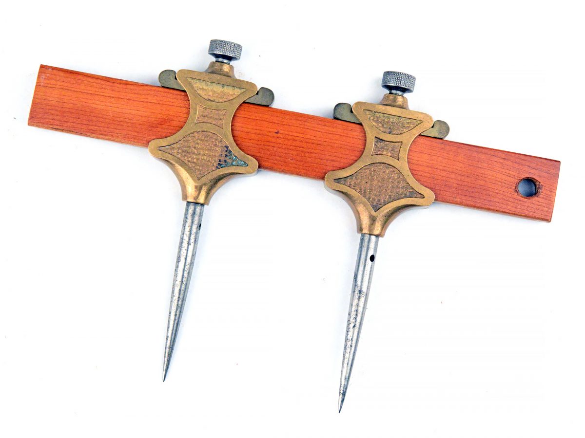 Great Ornate Pair of Brass Trammel Points – Vintage Vials