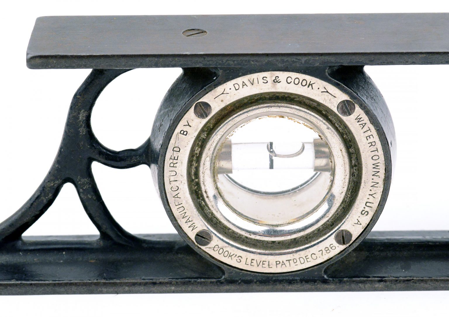 Excellent 12″ Davis & Cook No. 25 Cast Iron Level – Vintage Vials