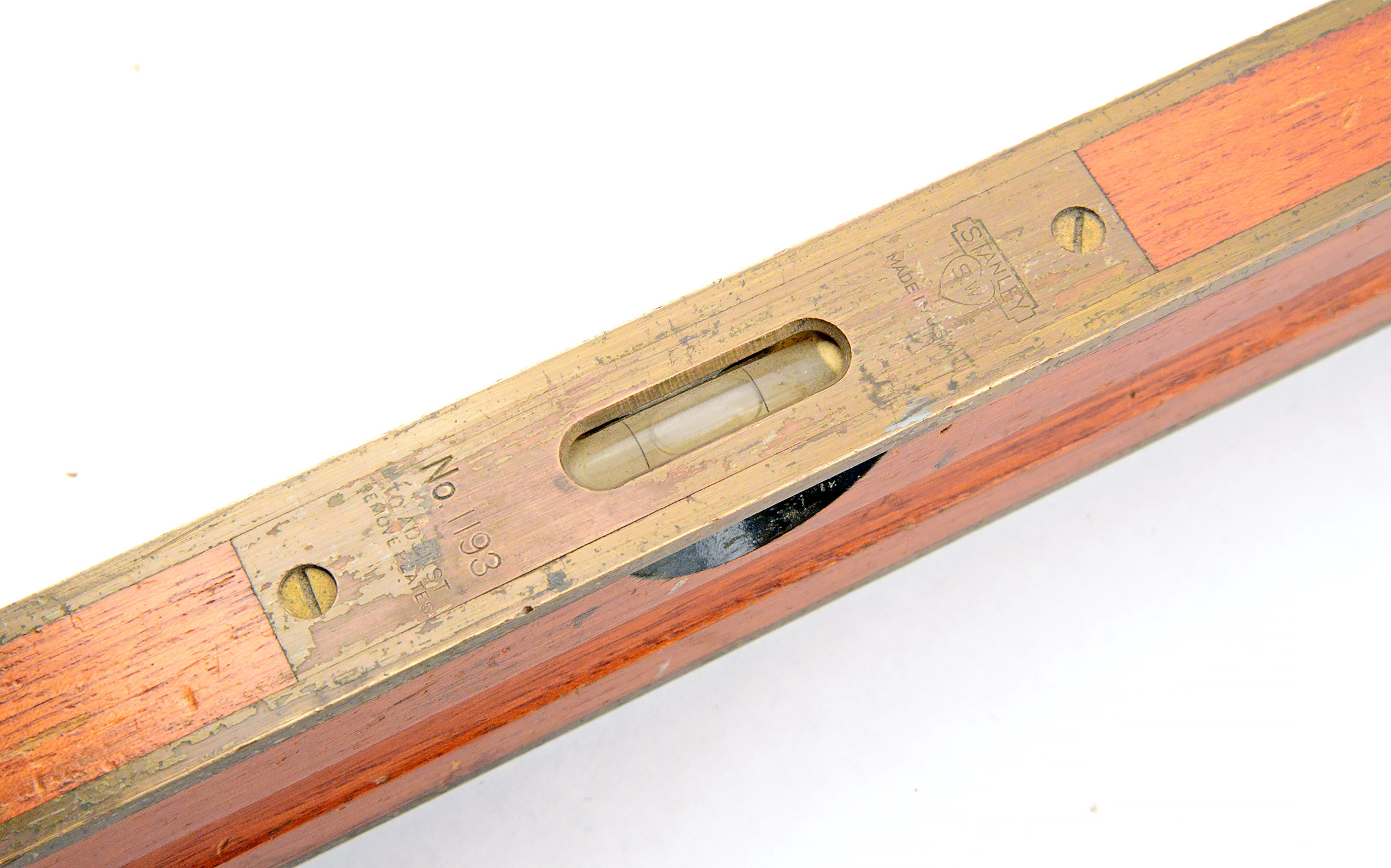 Stanley No. 1193 Brass Bound Mahogany Double Plumb & Level – Vintage Vials