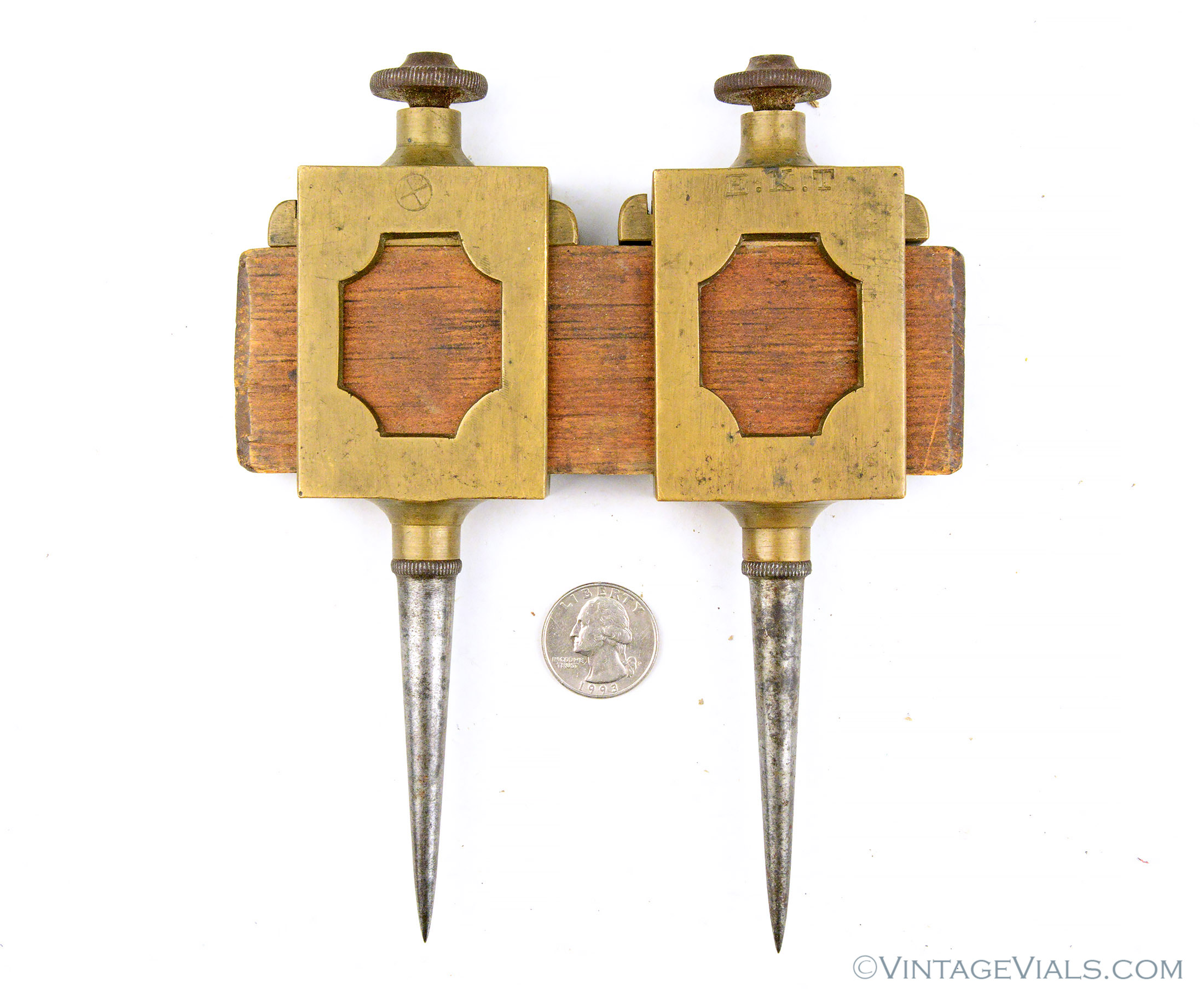 Awesome 7 Inch Set of Brass Trammel Points – Vintage Vials