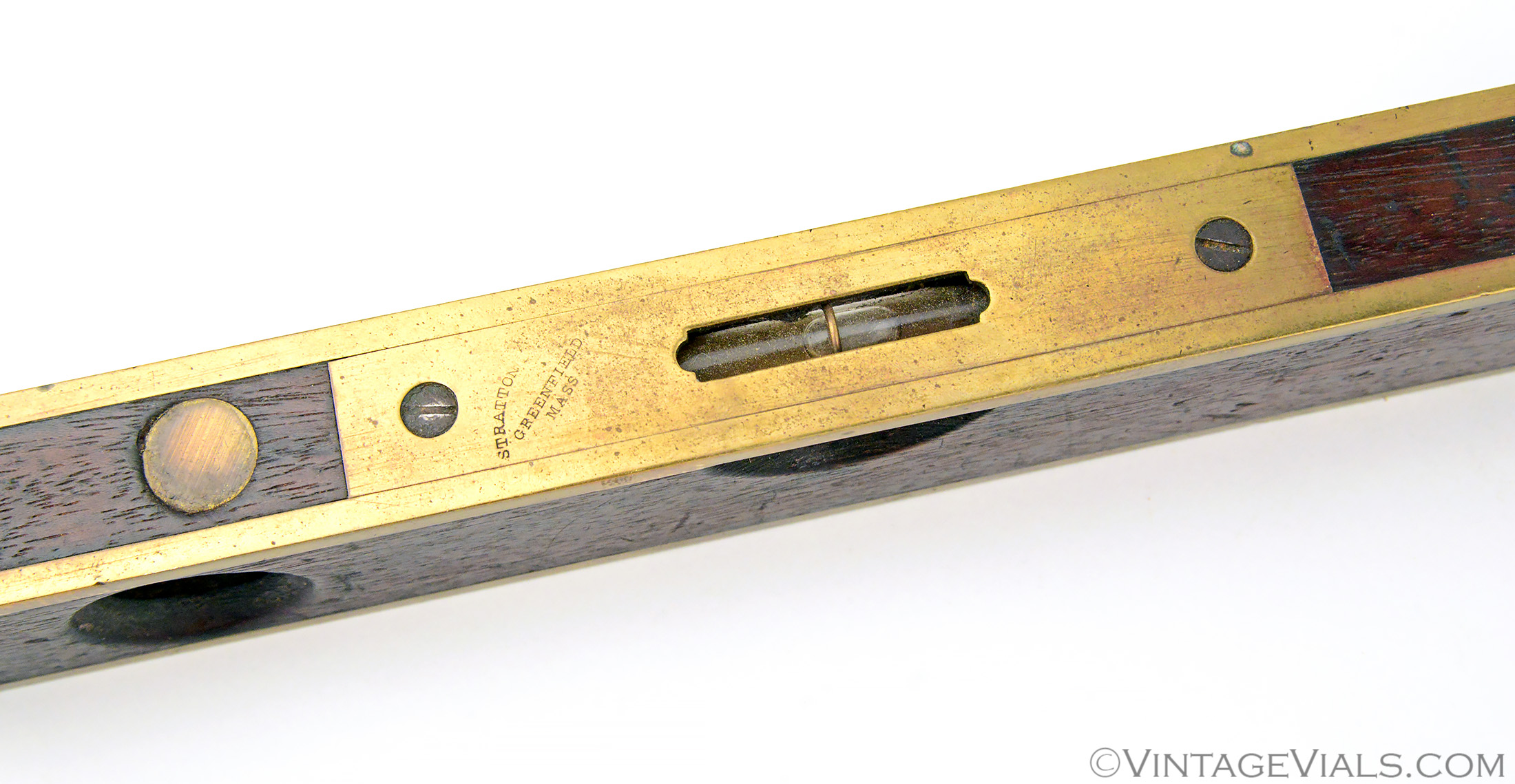 STRATTON BROTHERS No. 11 Brass Bound Mahogany Level – Vintage Vials
